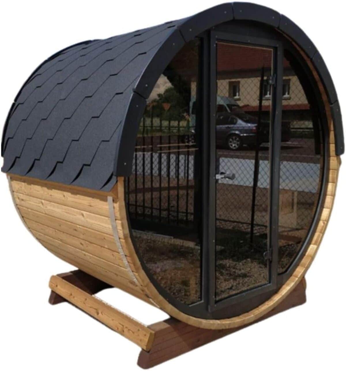 Confort panoramique avec le tonneau sauna extérieur de COMPRISE